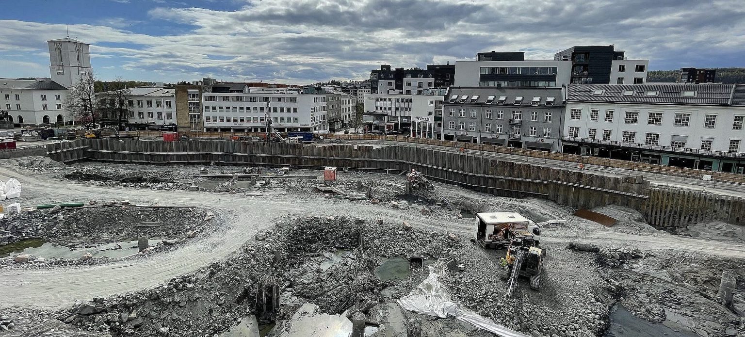 Status i byggeprosessen i sentrum - Sandvika by